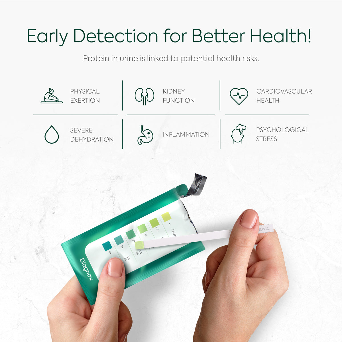 Diagnox Urine Protein Test Strips – At-Home Test For Protein in Urine ...
